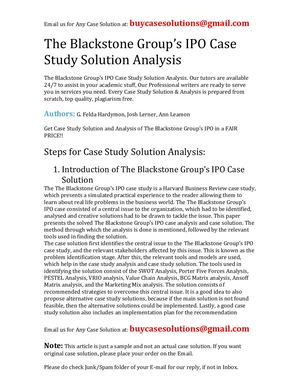 Calaméo - The Blackstone Group's IPO Case Study Solution Analysis