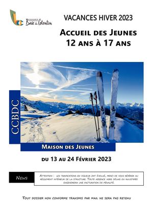 Calaméo - Plaquette CCBDC Ados - Vacances hiver 2023