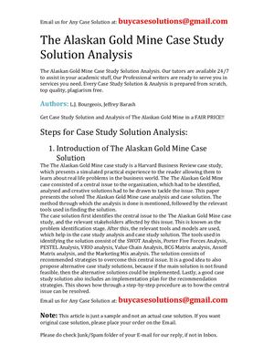 Calaméo - The Alaskan Gold Mine Case Study Solution Analysis