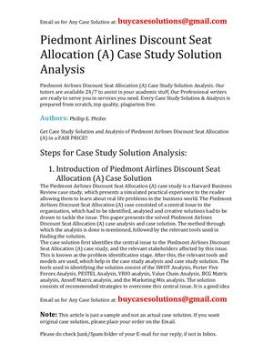 Calaméo - Piedmont Airlines Discount Seat Allocation (A) Case Study ...