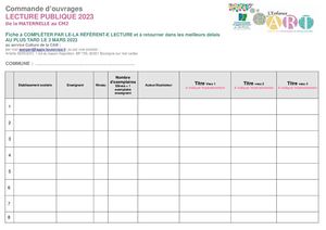 Calaméo - Fiche Commande Ouvrages 2023