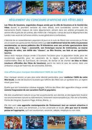 Calaméo - Règlement Affiche Fêtes de Soustons 2023