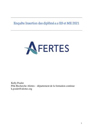 Calaméo - Insertion des diplômé•e•s ME et ES (2021) de l’AFERTES