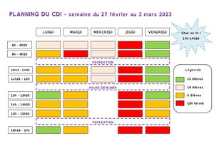 Calaméo - Planning Du Cdi éLèves 2702 Au 0303