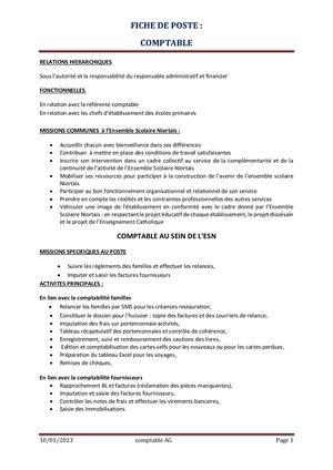 Calaméo - Comptable Cdd Rplct Congé Mat Fiche De Poste 23 01