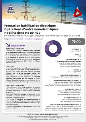 Calaméo - Fiche Programme Formation Habilitation Electrique H0 B0 H0V Centre De Formation Alertis