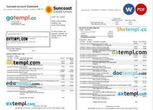 Calaméo - USA Suncoast bank statement Word and PDF template, 3 pages