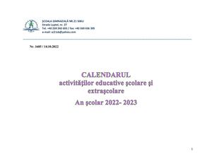 Calaméo - Sc Gimn Nr 21 Calendar Activitati Educative, 2022 2023