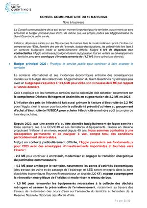 Calaméo - Communiqué De Presse Conseil Communautaire (15 03 2023) Vdef
