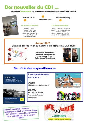 Calaméo - Des Nouvelles Du Cdi Printemps 2023