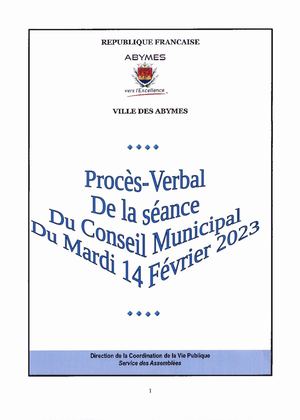 Calaméo - Procès -Verbal de la séance du Conseil Municipal du Mardi 14 février 2023