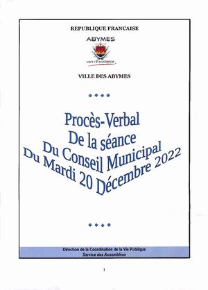 Calaméo - Procès verbal du Conseil Municipal du 20 déc. 2022