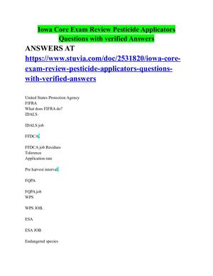 Calaméo - Iowa Core Exam Review Pesticide Applicators Questions With ...