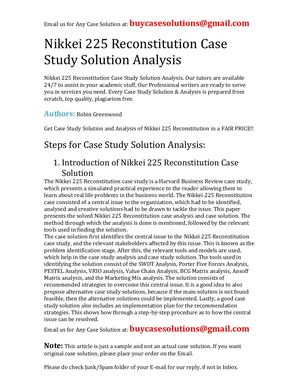 Calaméo - Nikkei 225 Reconstitution Case Study Solution Analysis
