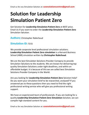 Calaméo - Solution For Leadership Simulation Patient Zero
