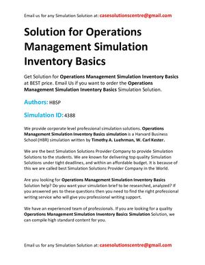 Calaméo - Solution For Operations Management Simulation Inventory Basics