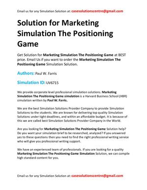 Calaméo - Solution For Marketing Simulation The Positioning Game