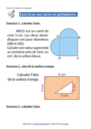 Calaméo - Exercices Aires Et Perimetres Cinquieme