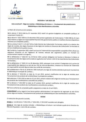 Calaméo - 2023-139 - JUR - Acte Constitutif Régie de Recettes ...