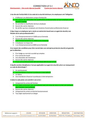 Calaméo - Questionnaire APS UV2 1 Correction