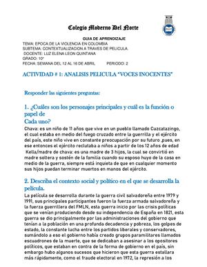 Calaméo - Analisis De La Pelicula Voces Inocentes