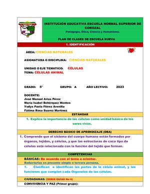 Calaméo - Plan De Clase Grado Quinto