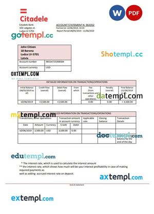 Calaméo - Latvia Citadele Bank Statement Template, Word And Pdf Format ( Doc And Pdf)
