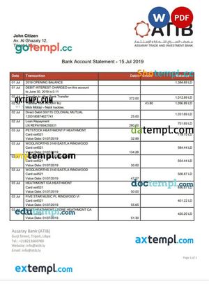 Calaméo - Libya Assaray (ATIB) bank statement easy to fill template in ...