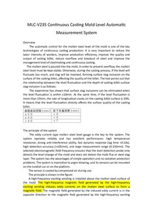 Calaméo - Mlc V235 Continuous Casting Mold Level Automatic Measurement ...