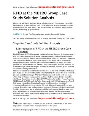 Calaméo - RFID At The METRO Group Case Study Solution Analysis