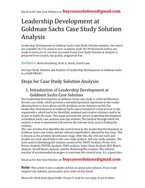 Calaméo - Leadership Development At Goldman Sachs Case Study Solution ...