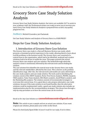 Calaméo - Grocery Store Case Study Solution Analysis