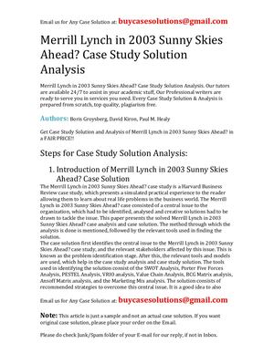 Calaméo - Merrill Lynch In 2003 Sunny Skies Ahead? Case Study Solution ...