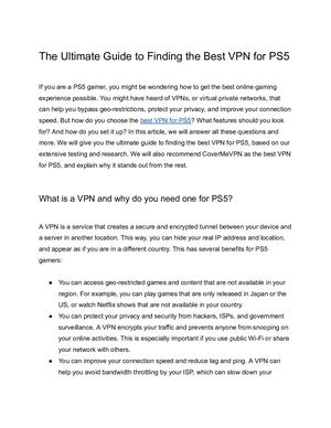 Calaméo - The Ultimate Guide To Finding The Best Vpn For Ps5