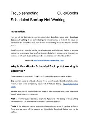 Calaméo - QuickBooks Scheduled Backup Not Working- Methods to Solve