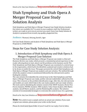 Calaméo - Utah Symphony And Utah Opera A Merger Proposal Case Study Solution Analysis