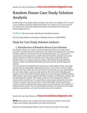 Calaméo - Random House Case Study Solution Analysis