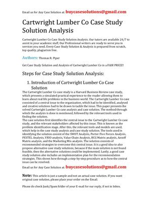 Calaméo - Cartwright Lumber Co Case Study Solution Analysis