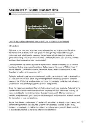 Calaméo - Unleash Your Creative Potential with Ableton Live 11 Tutorial: Random Riffs