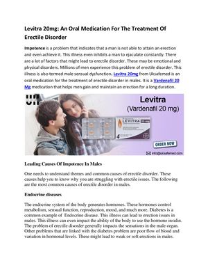 Calaméo - Levitra 20mg An Oral Medication For The Treatment Of Erectile ...