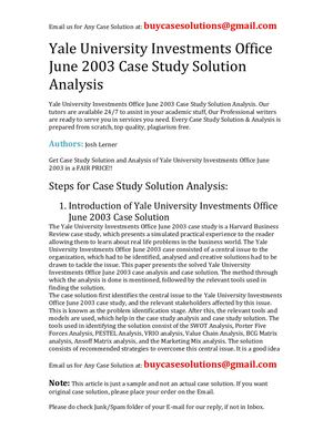 Calaméo - Yale University Investments Office June 2003 Case Study ...