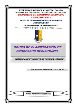 Calaméo - Cours De Planification Et Processus Decisionnels