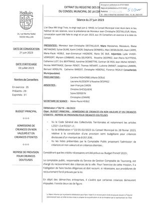 Calaméo - CM27-06-23 06 Budget Principal Admissions En Non Valeurs Et ...