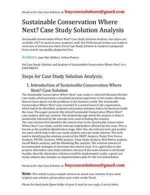 Calaméo - Sustainable Conservation Where Next? Case Study Solution Analysis