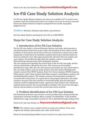 Calaméo - Ice Fili Case Study Solution Analysis