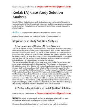 Calaméo - Kodak (A) Case Study Solution Analysis
