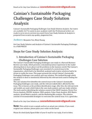 Calaméo - Cainiao's Sustainable Packaging Challenges Case Study Solution Analysis