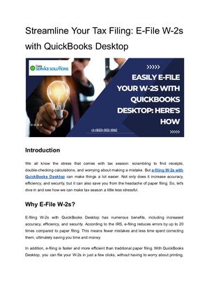 Calaméo - Streamline Your Tax Filing E File W 2s With Quick Books Desktop