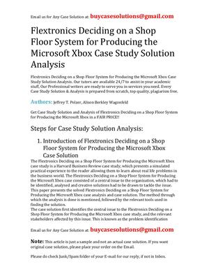 Calaméo - Flextronics Deciding On A Shop Floor System For Producing The Microsoft Xbox Case ...