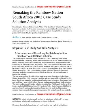 Calaméo - Remaking The Rainbow Nation South Africa 2002 Case Study ...